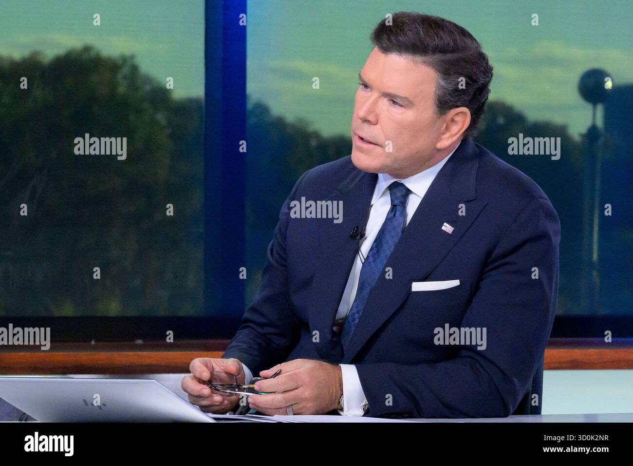 Bret Baier speaks during a taping of FOX News Channel's Special Report ...