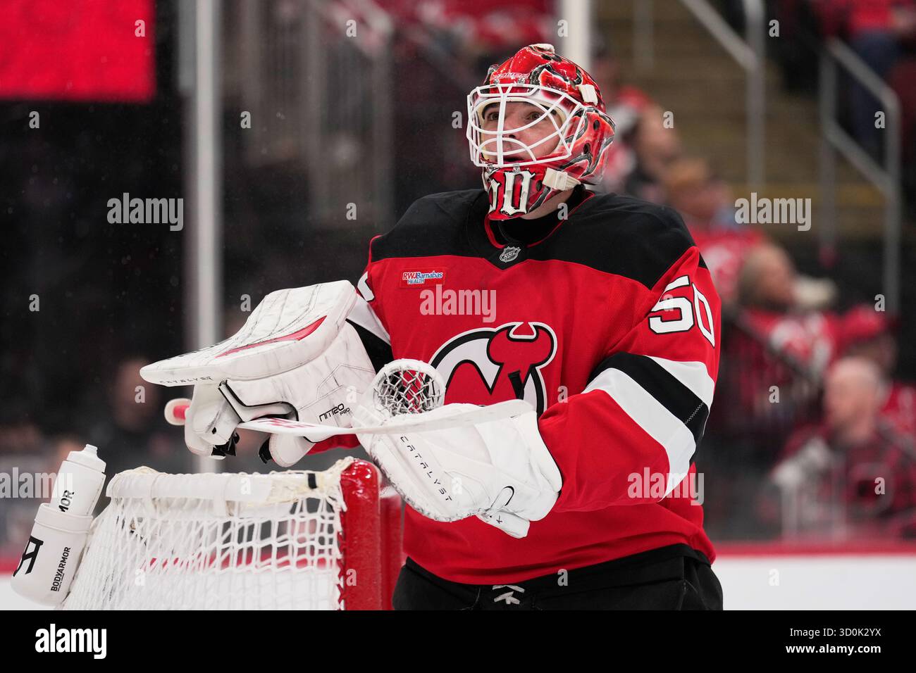 New Jersey Devils goaltender Nico Daws during the first period of an ...