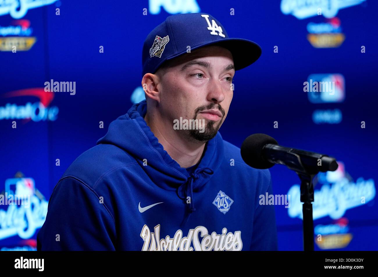 Los Angeles Dodgers pitcher Blake Snell speaks during a World Series ...
