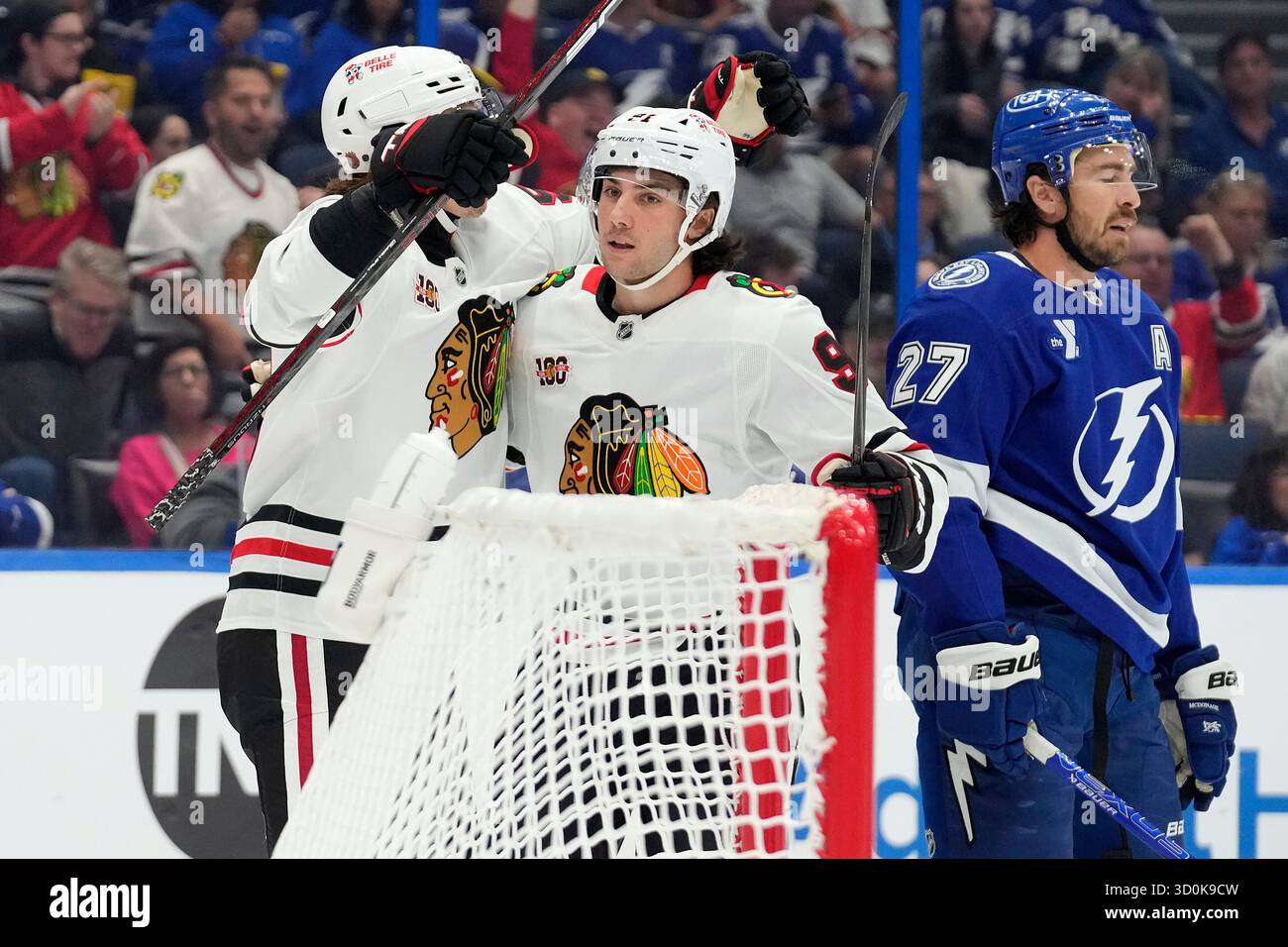 Chicago Blackhawks center Frank Nazar (91) celebrates his goal against ...