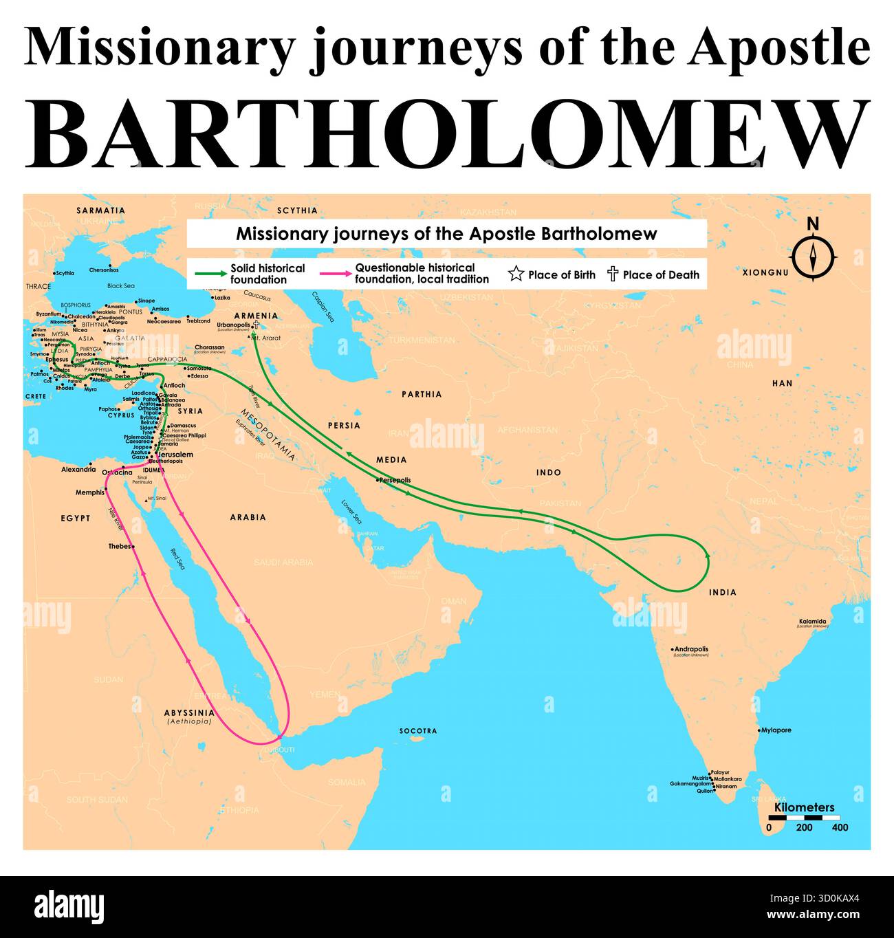 Missionary journeys of the Apostle Bartholomew Stock Vector Image & Art ...