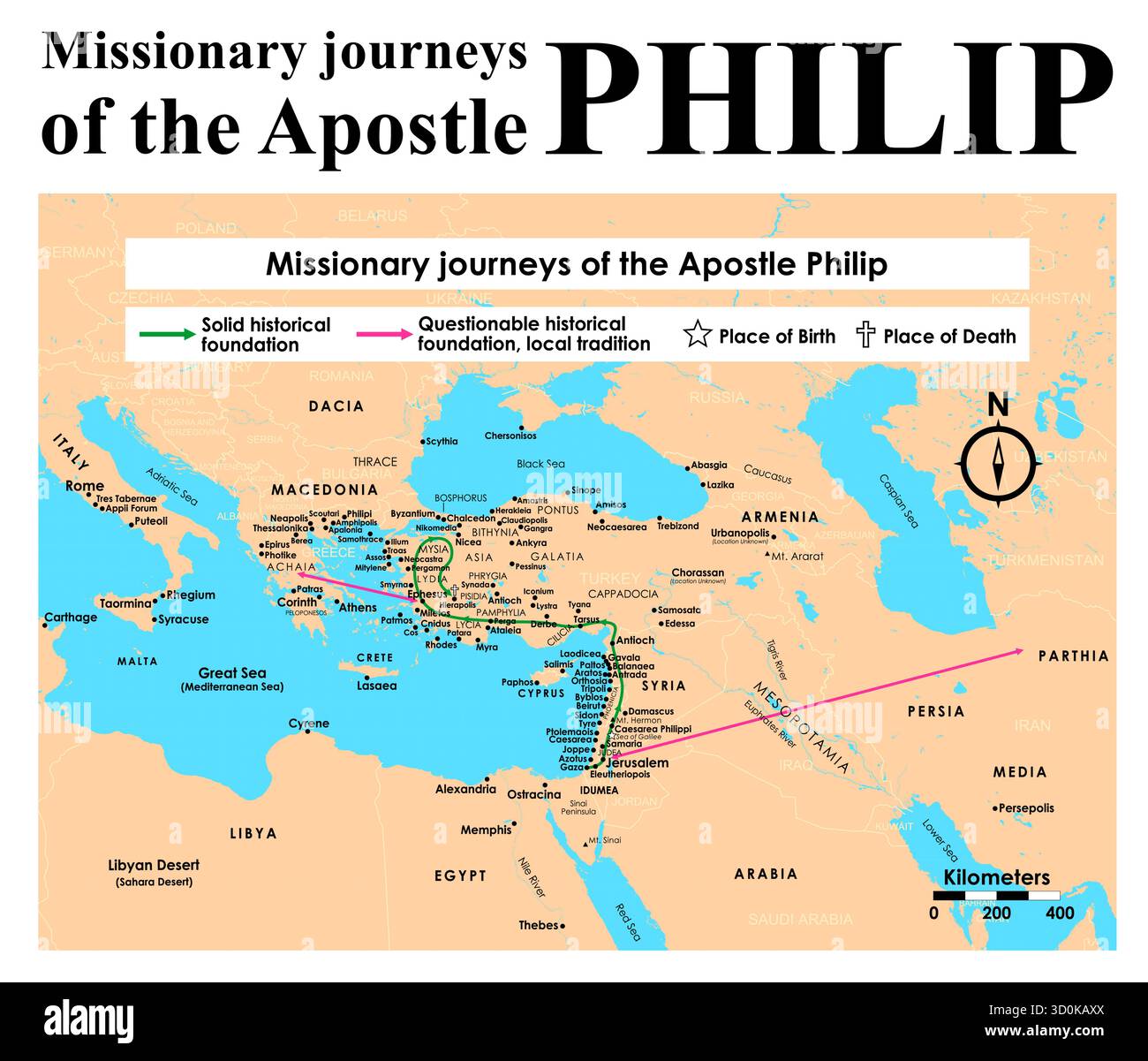 Missionary journeys of the Apostle Philip Stock Vector Image & Art - Alamy