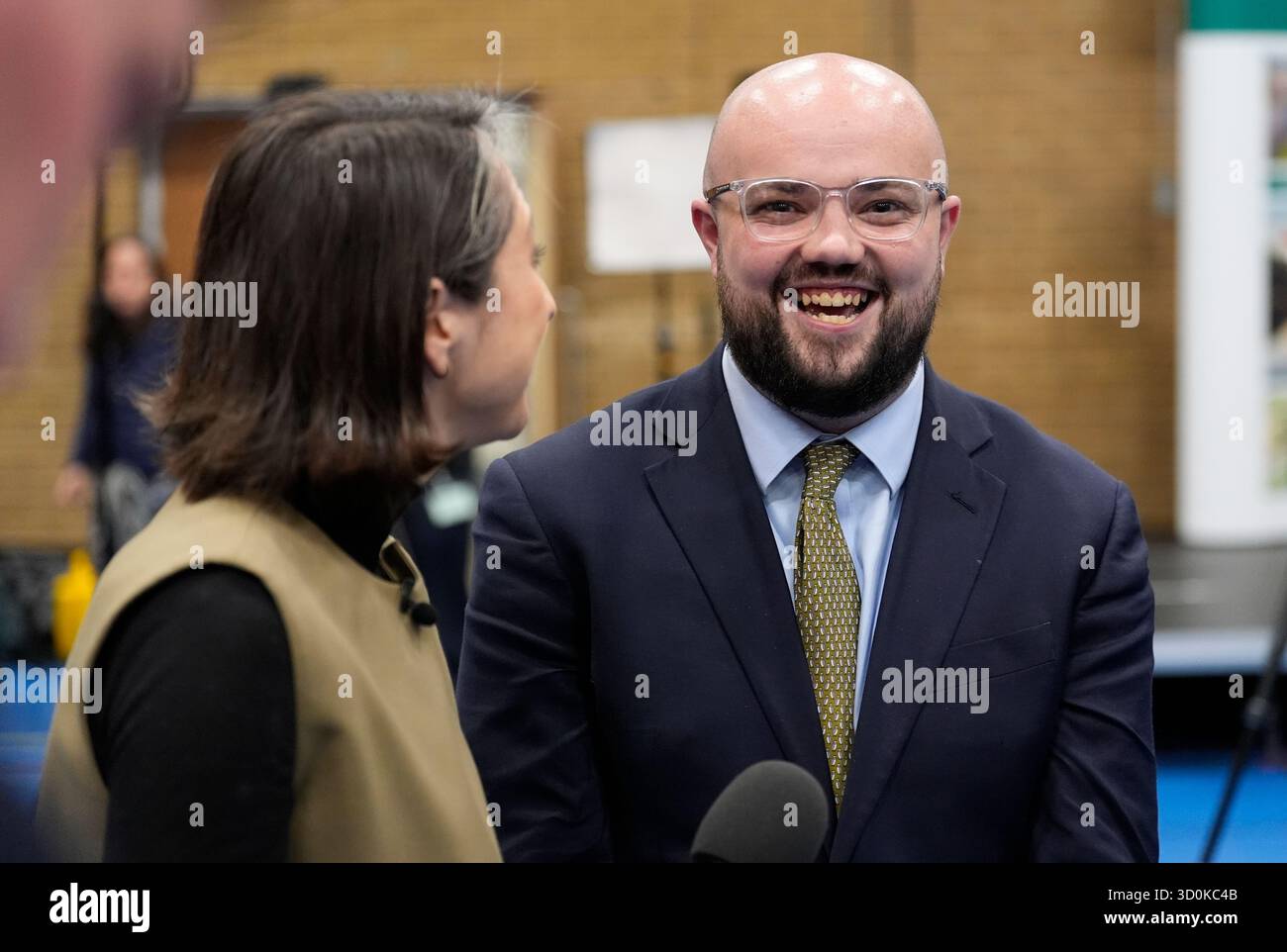 Reform UK´s Llyr Powell doing media interviews as counting continues ...