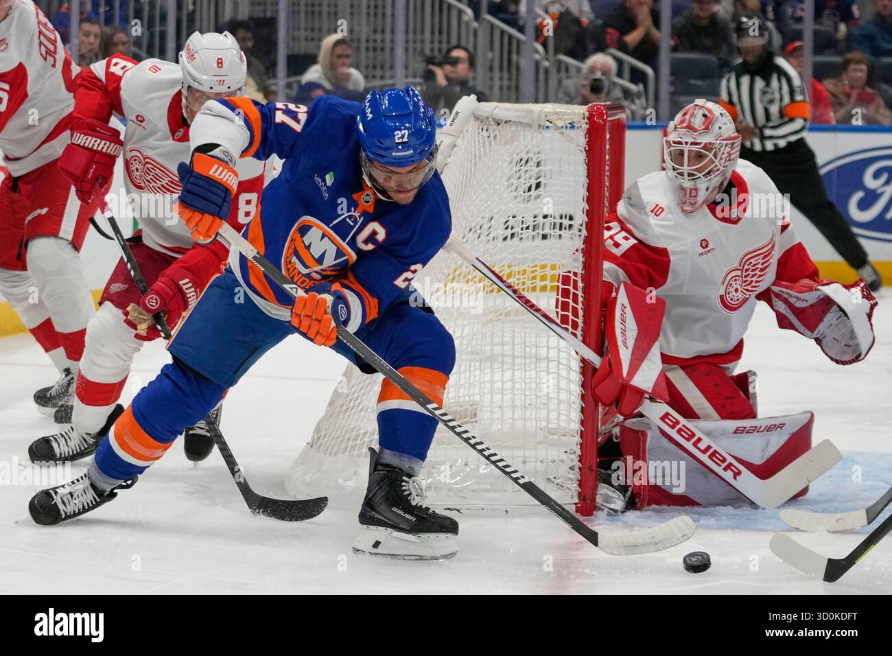 Detroit Red Wings goaltender Cam Talbot (39) stops a shot by New York ...