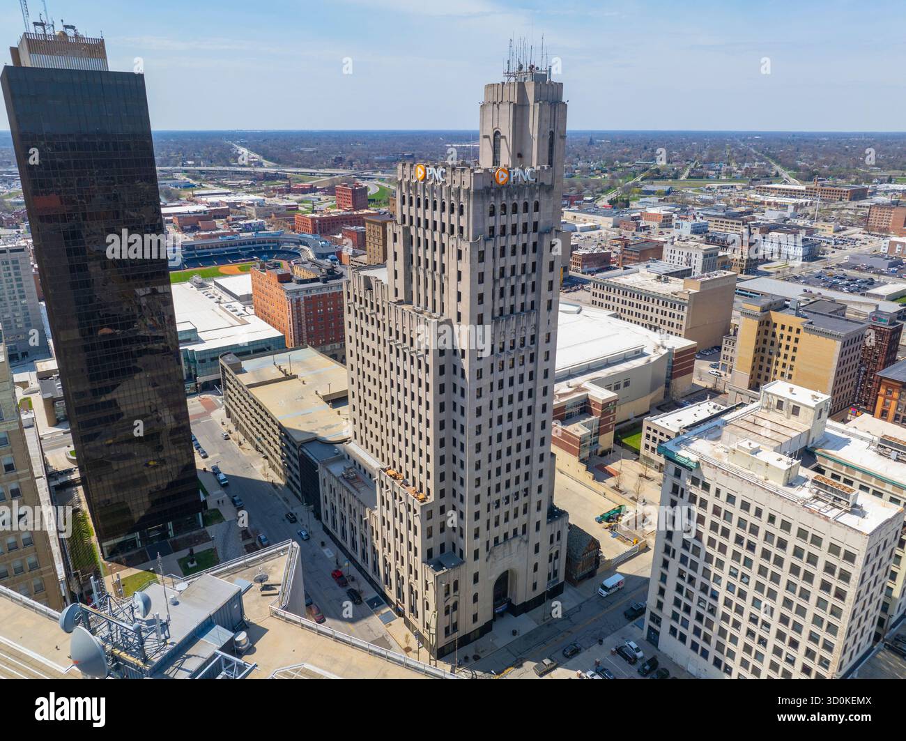 PNC Bank Building aerial view at 405 Madison Avenue in downtown Toledo ...