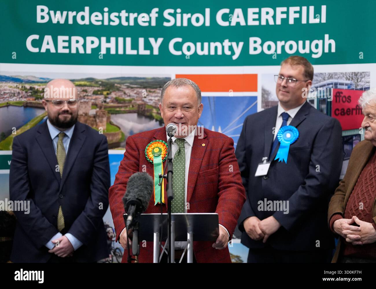 Plaid Cymru's Lindsay Whittle makes a speech after being declared ...