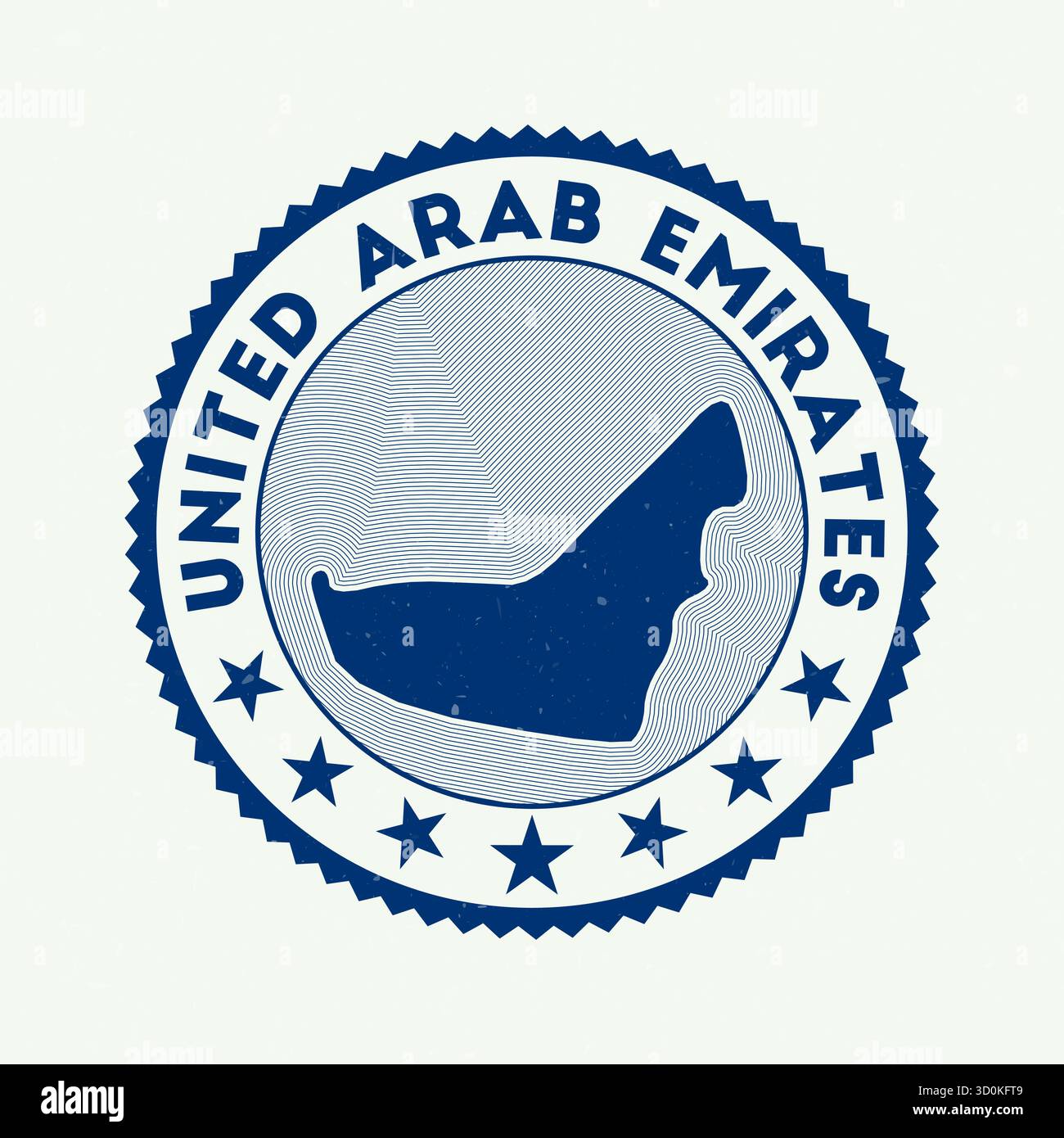 UAE emblem. Country round stamp with shape of UAE, isolines and round ...