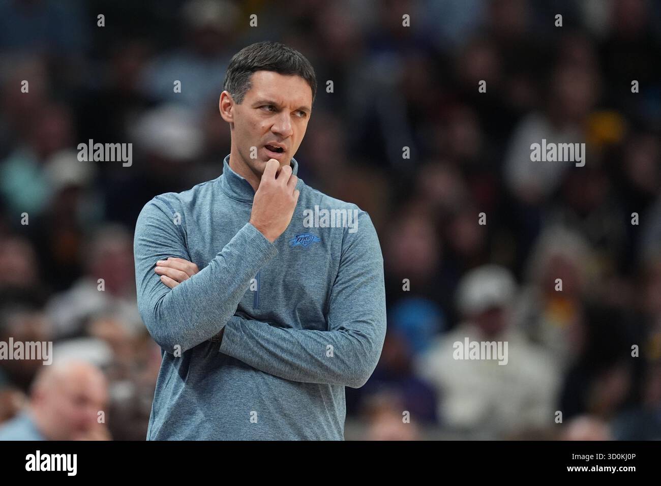 Oklahoma City Thunder head coach Mark Daigneault watches during the ...