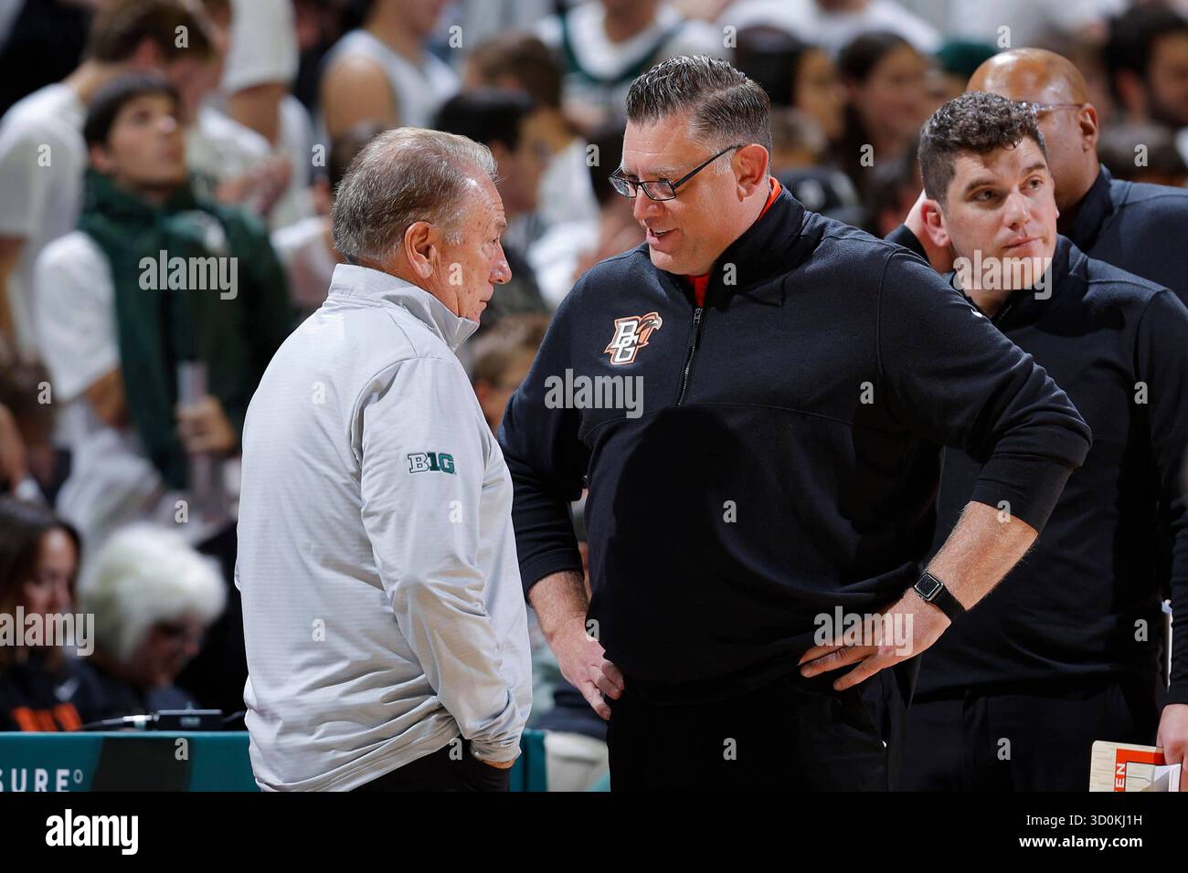 Michigan State coach Tom Izzo, left, and Bowling Green coach Todd Simon ...