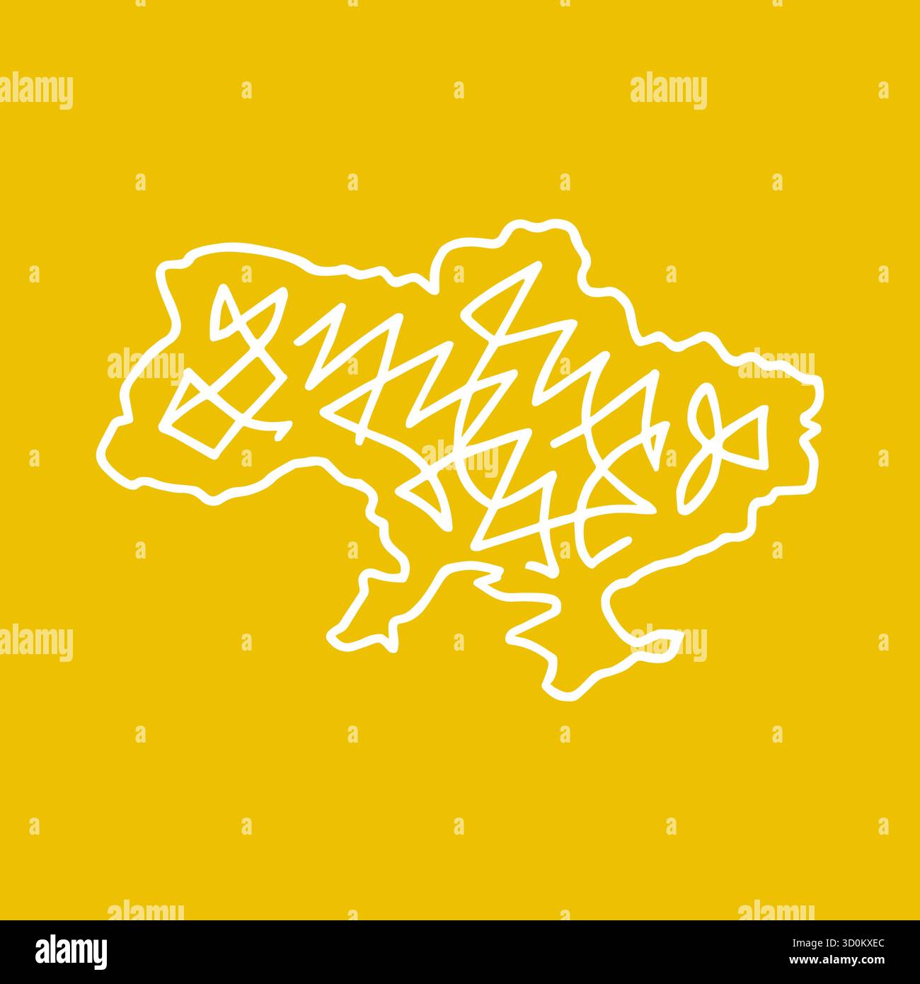 Abstract Scribble Map of Ukraine. Minimalist vector design for travel ...