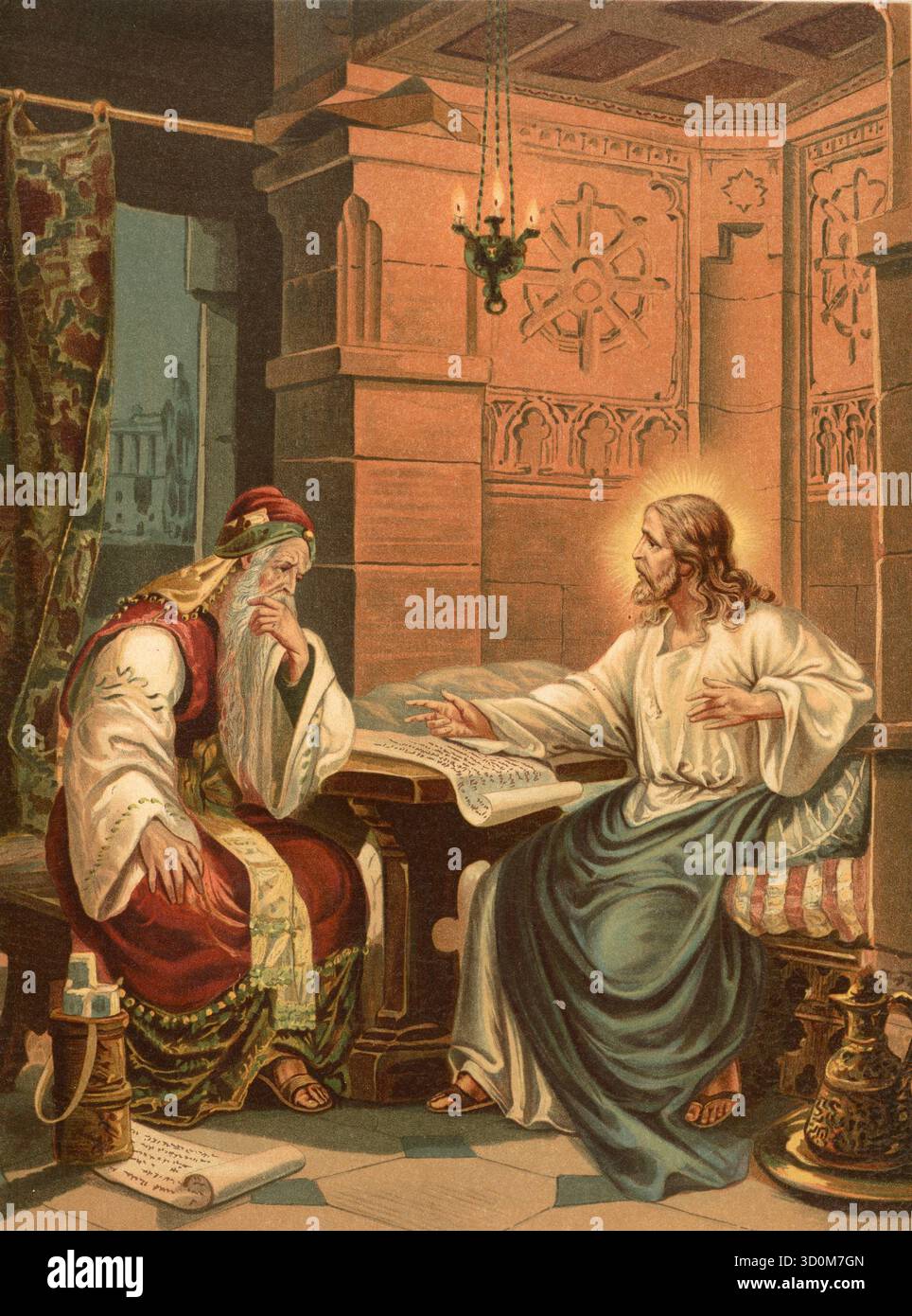 Biblical scene, Bible, The Conversation between Christ and Nicodemus ...