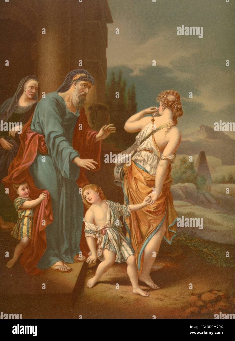 Biblical scene, Bible, Hagar, the Egyptian slave of Sarah, Abraham's ...