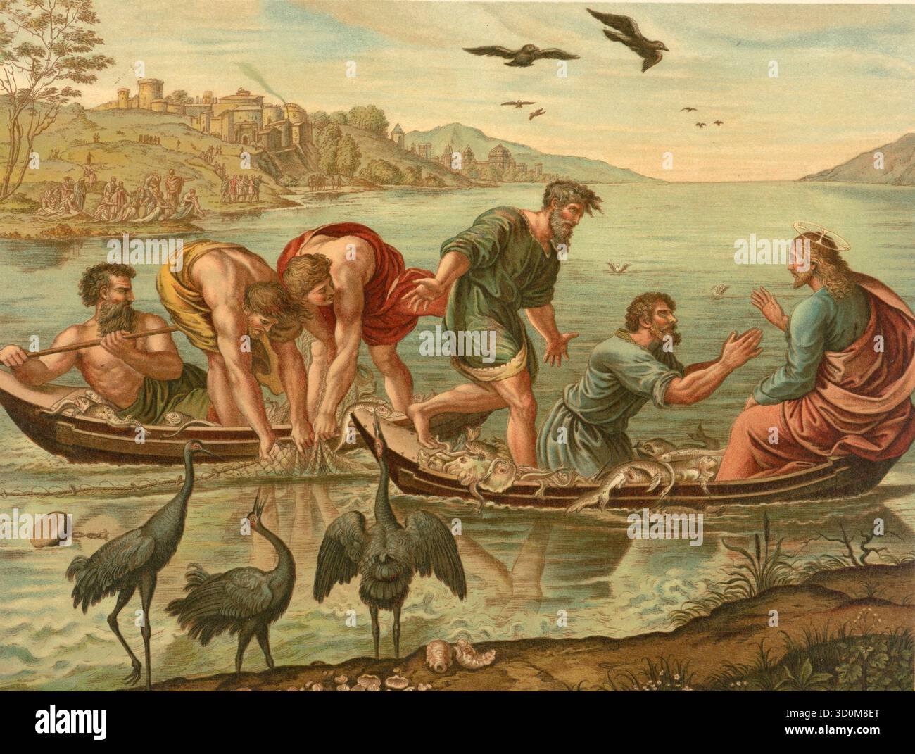 Biblical scene, Bible, The Miraculous Catch of Fish, a parable about ...