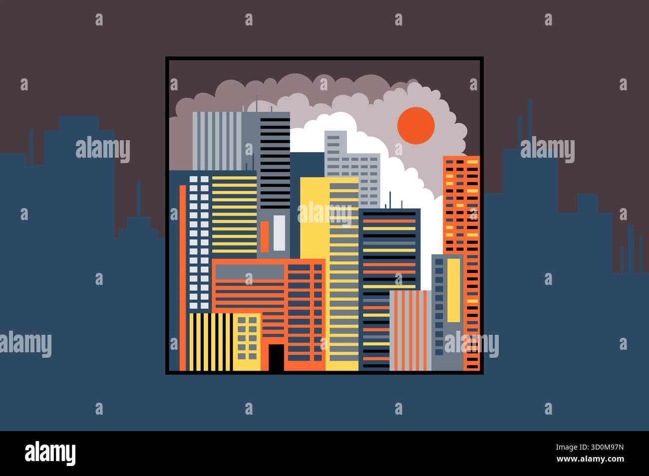 Cartoon buildings of different sizes and shapes hi-res stock ...
