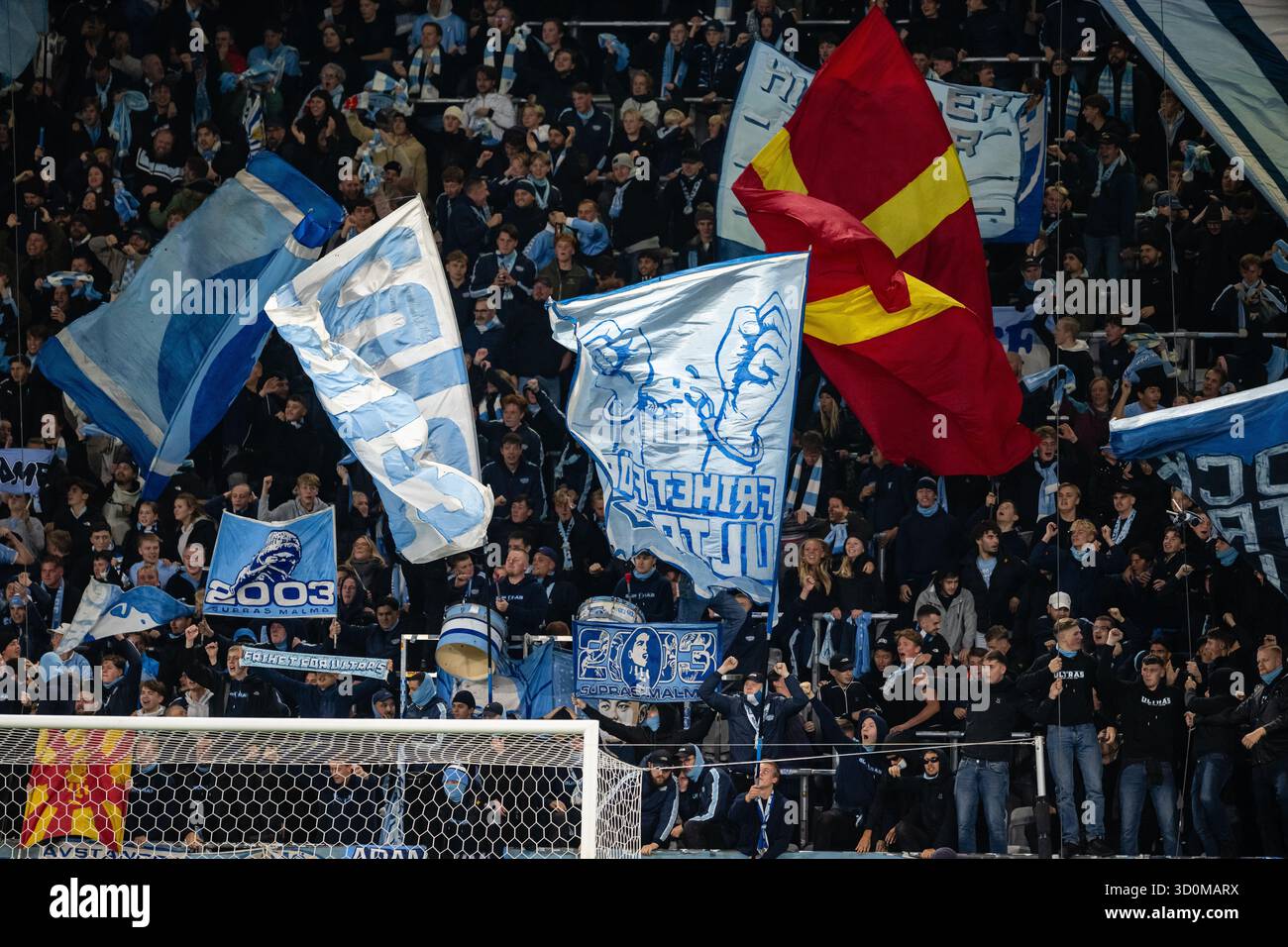 Malmo, Sweden. 23rd, October 2025. Football fans of Malmo FF seen on ...