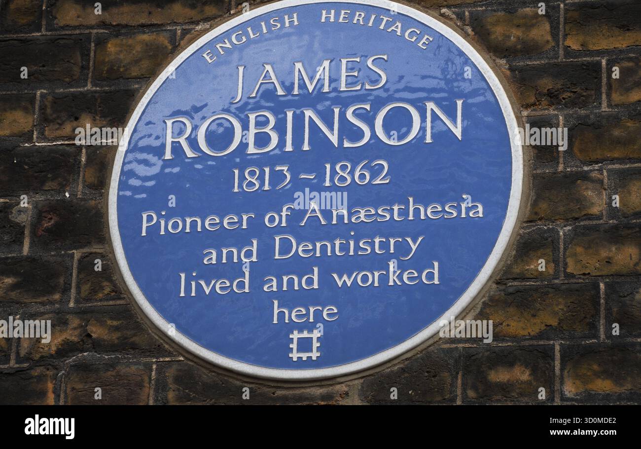 Blue Plaque showing home of James Robinson, Bloomsbury, Camden, London ...