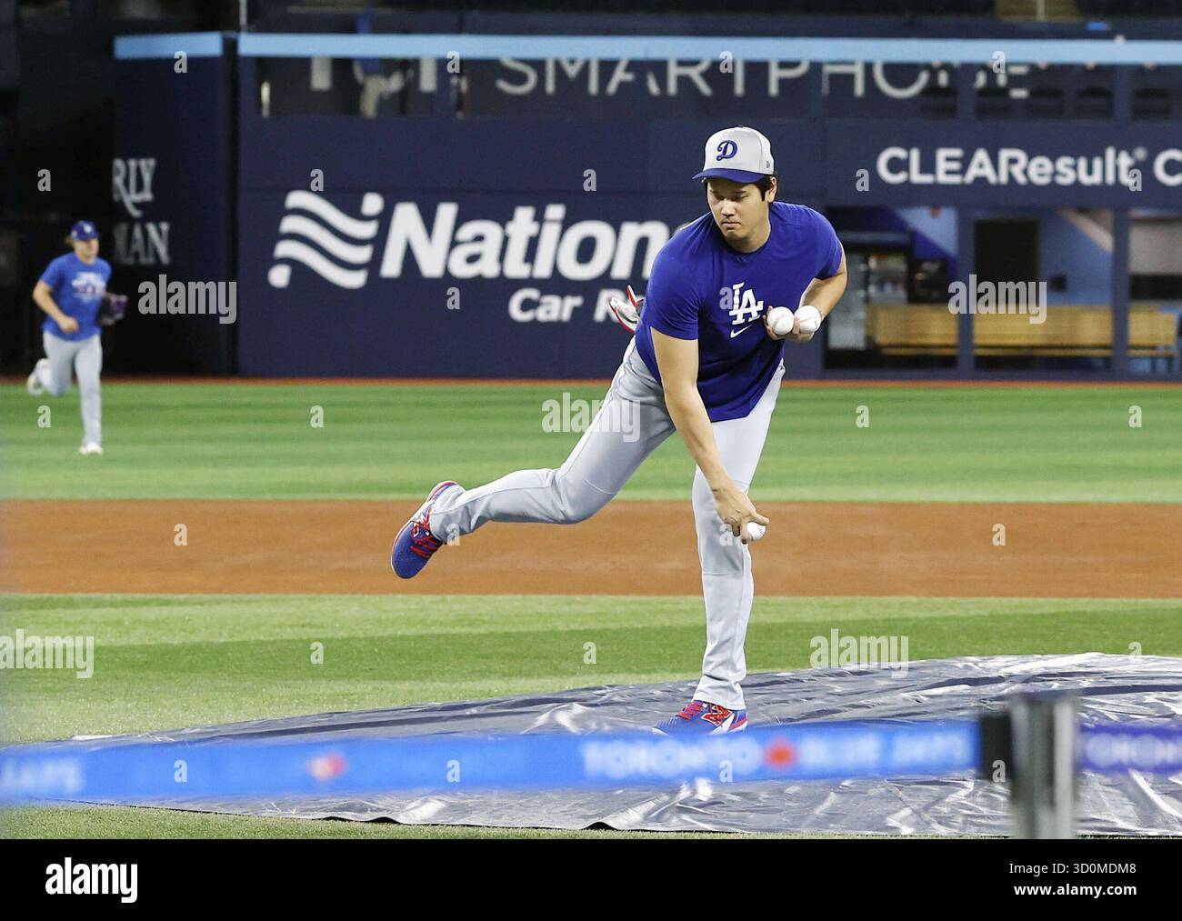 Los Angeles Dodgers two-way player Shohei Ohtani checks the mound at ...
