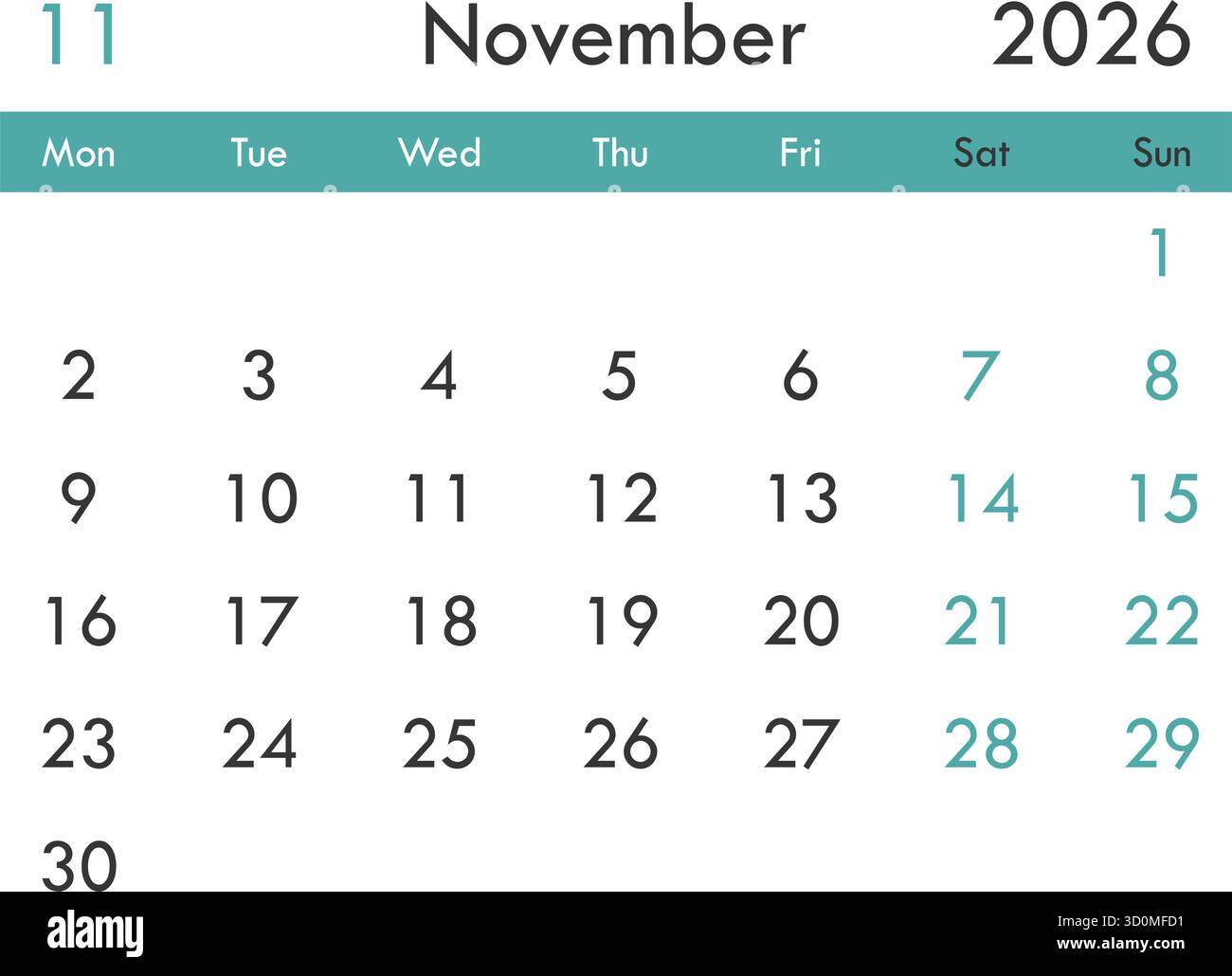 Flat style 2026 calendar Cut Out Stock Images & Pictures - Alamy