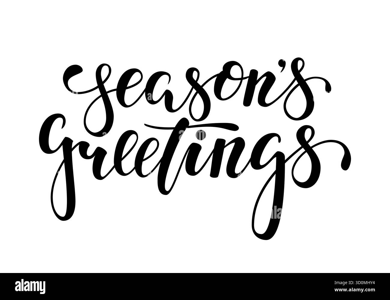 Season's Greetings. Hand drawn creative calligraphy, brush pen ...