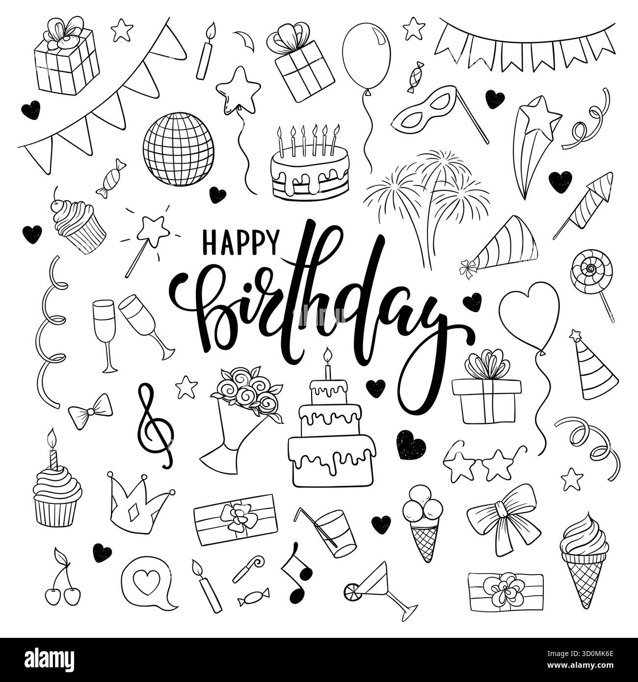 big set of hand drawn doodle cartoon objects and symbols on the ...