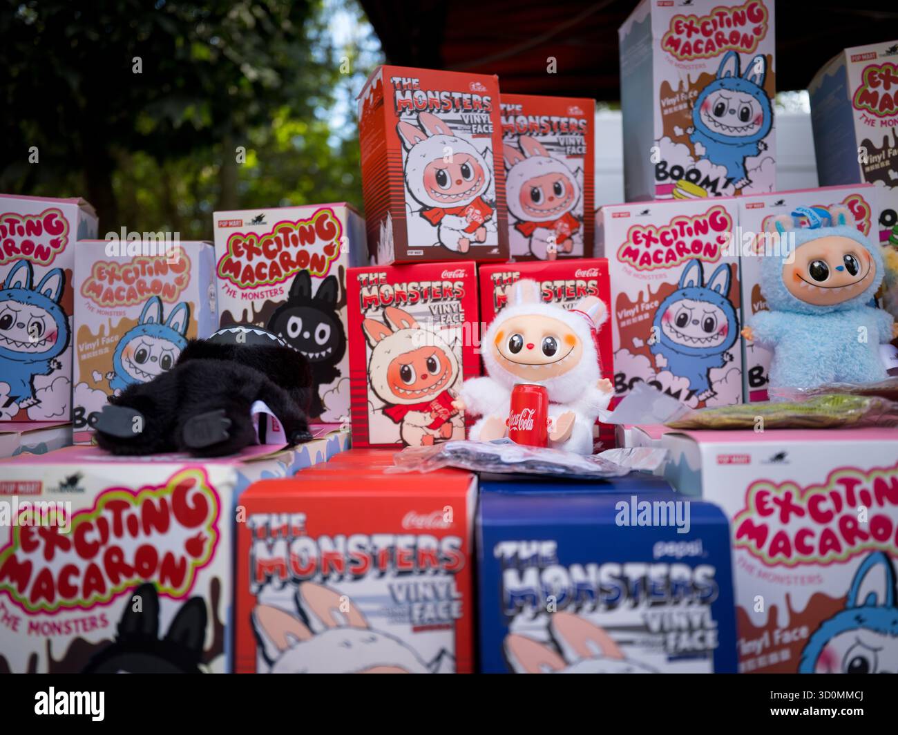 Blind boxes with popular labubu dolls at a street shop hi-res stock ...