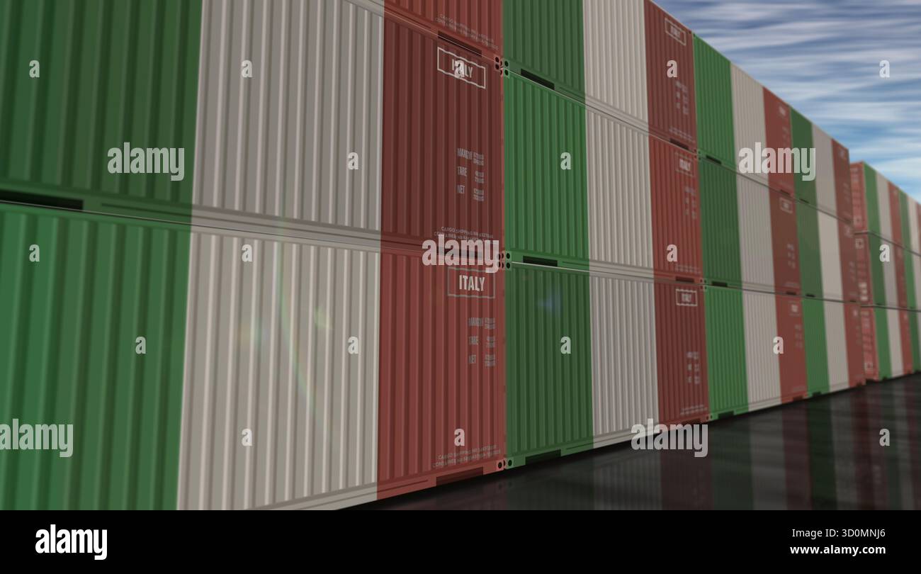 Italy export production and import cargo containers in row business ...