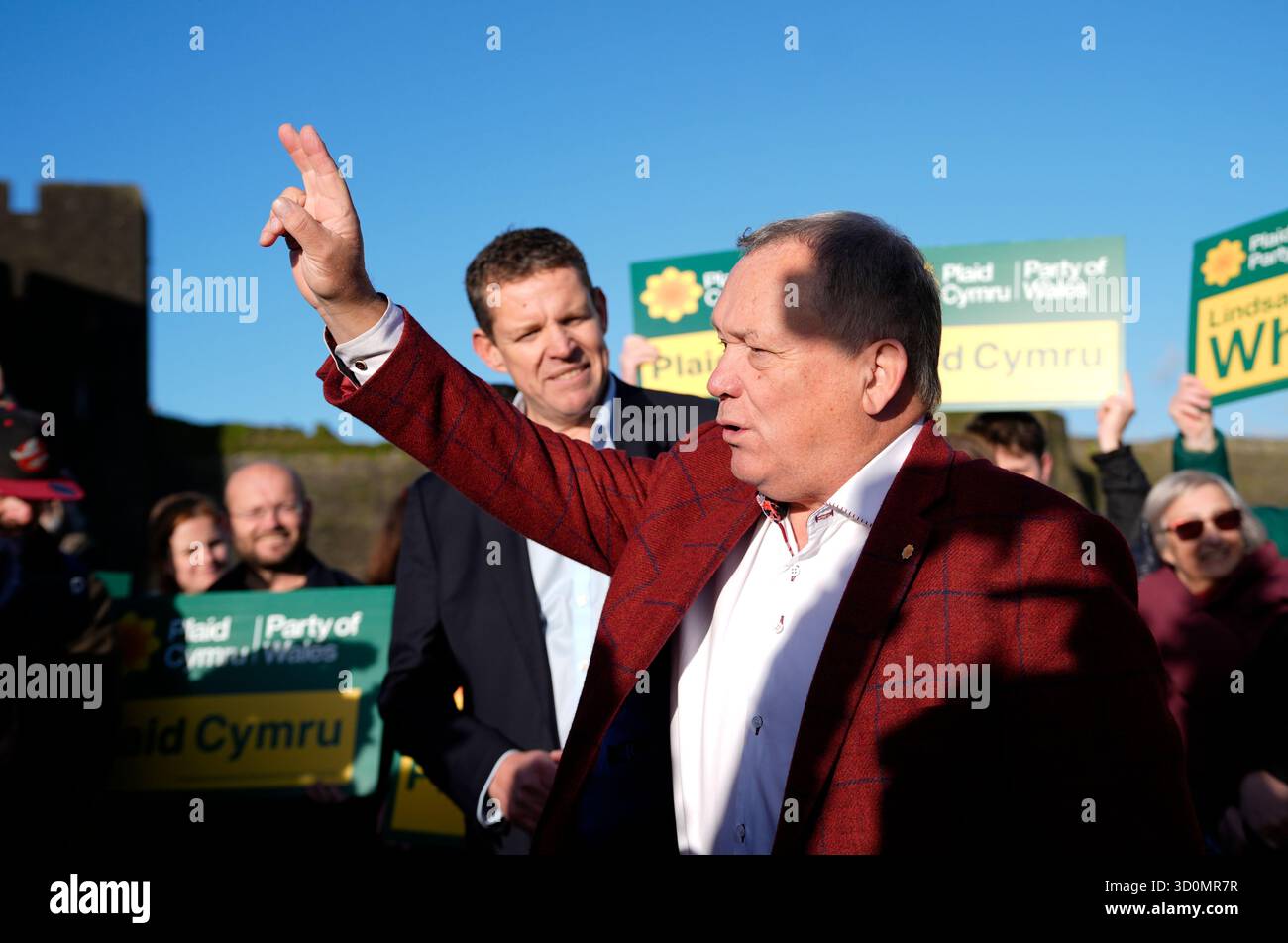 Plaid Cymru's newly elected Senedd member Lindsay Whittle speaks during ...