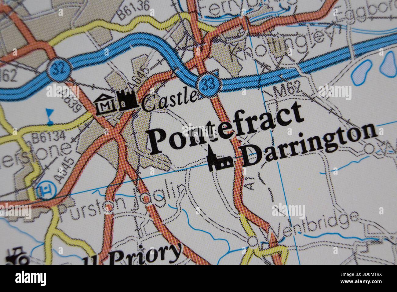 Pontefract - United Kingdom colour atlas map town name of the area ...