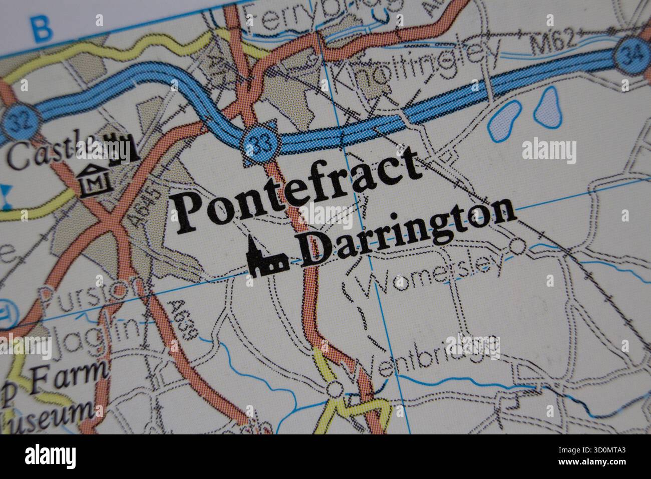 Pontefract - United Kingdom colour atlas map town name of the area ...