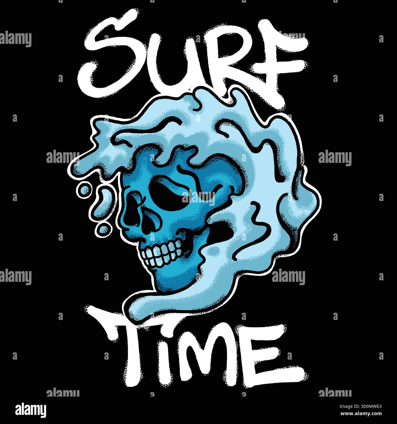 Skull and Wave for streetwear illustration Stock Vector Image & Art - Alamy