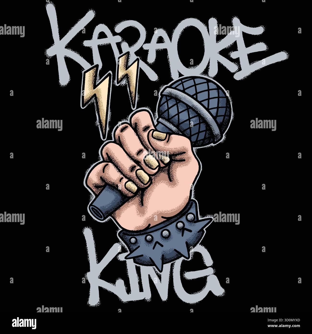 Karaoke King Microphone for streetwear illustration Stock Vector Image ...