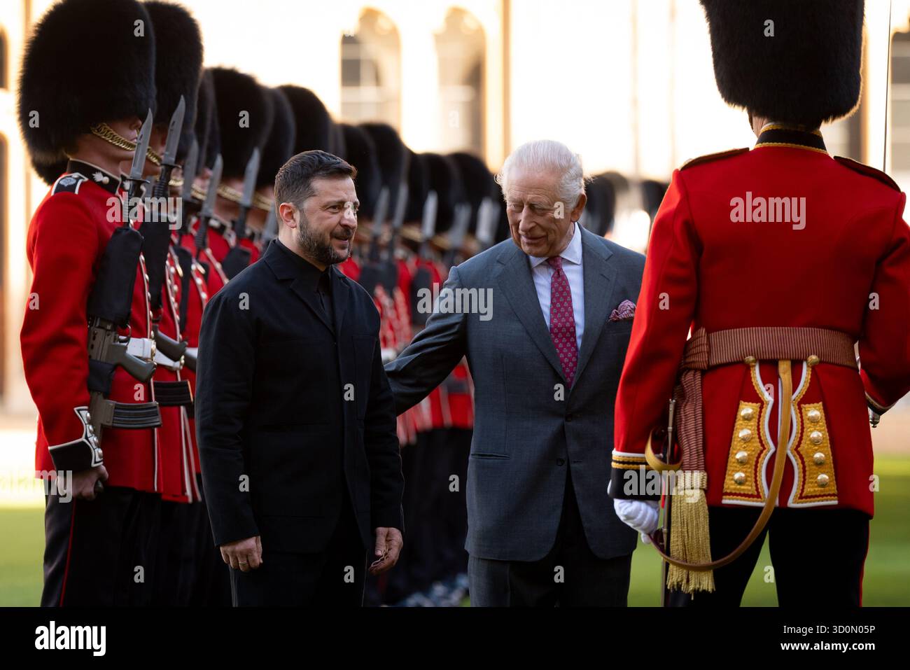 Ukrainian President Volodymyr Zelensky, King Charles III and Major Ben ...