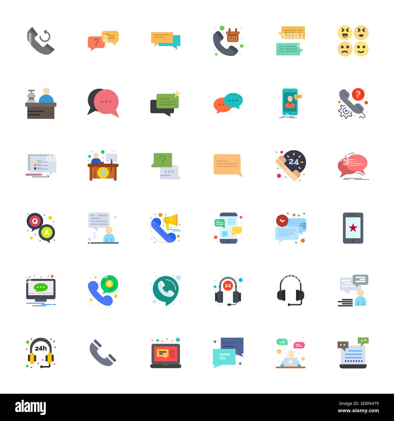 Exceptional collection of 36 Flat vector icons for Customer Service ...
