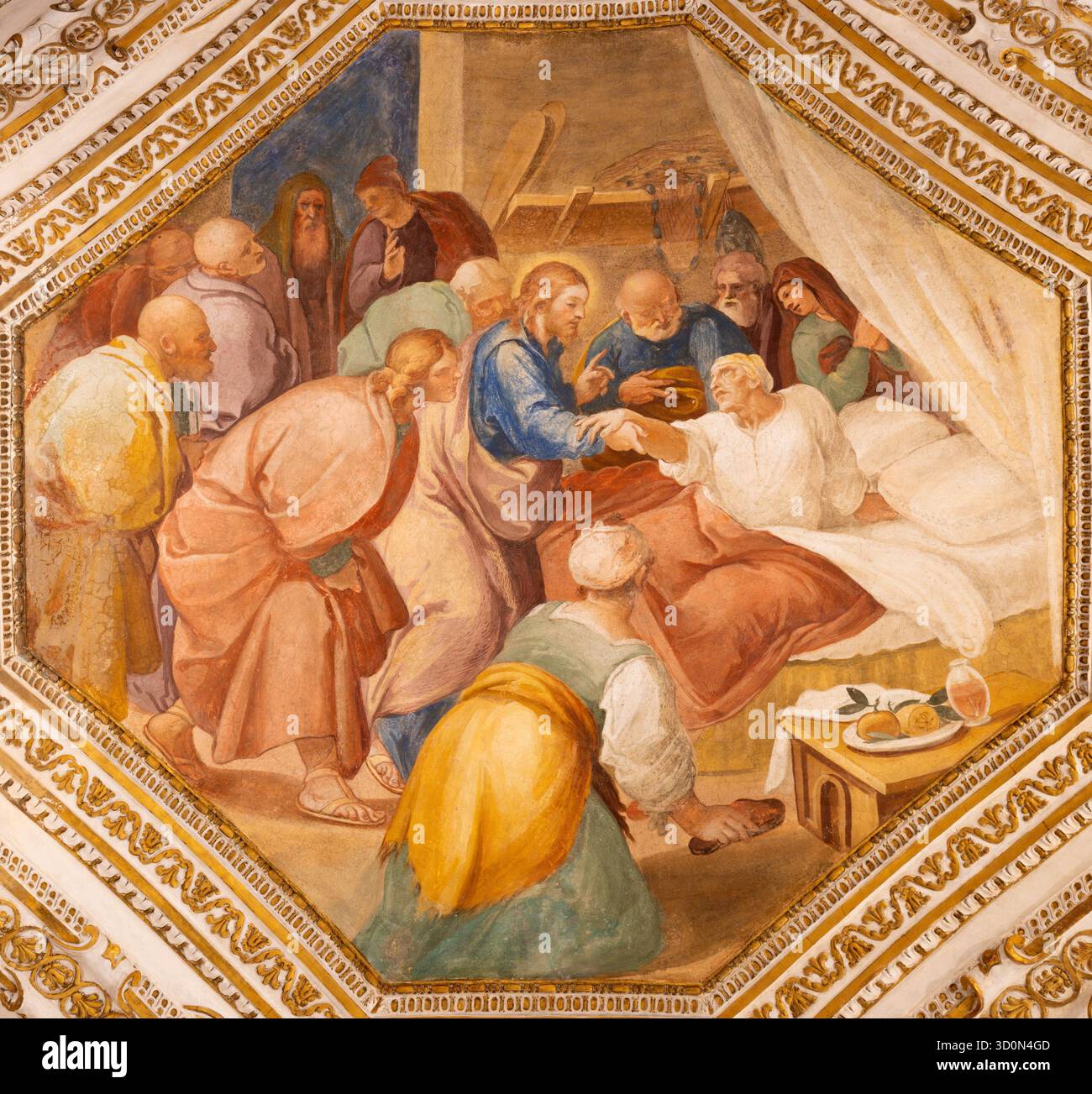 SALERNO, ITALY - OCTOBER 6, 2025: The ceiling fresco of Healing of the ...