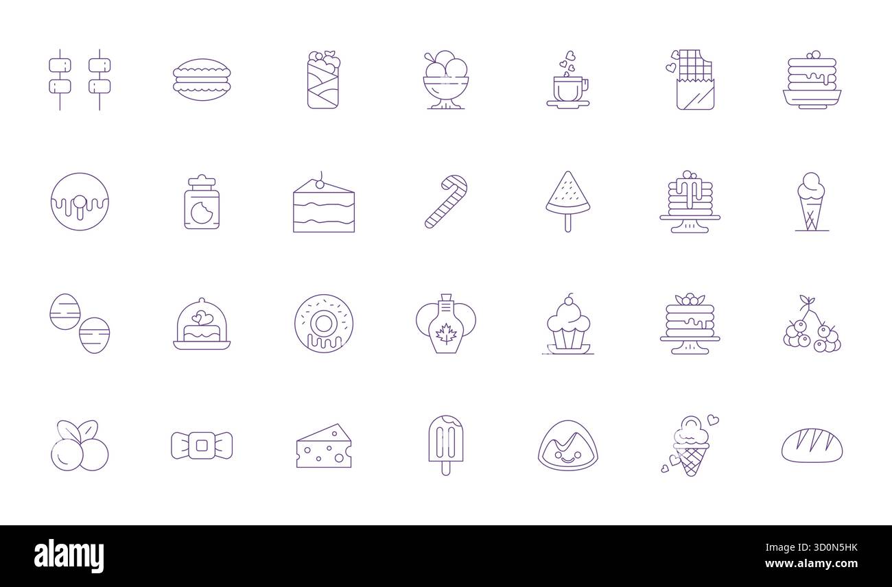 Streamlined set of 28 vector icons for Delicious in Thin Line aesthetic ...