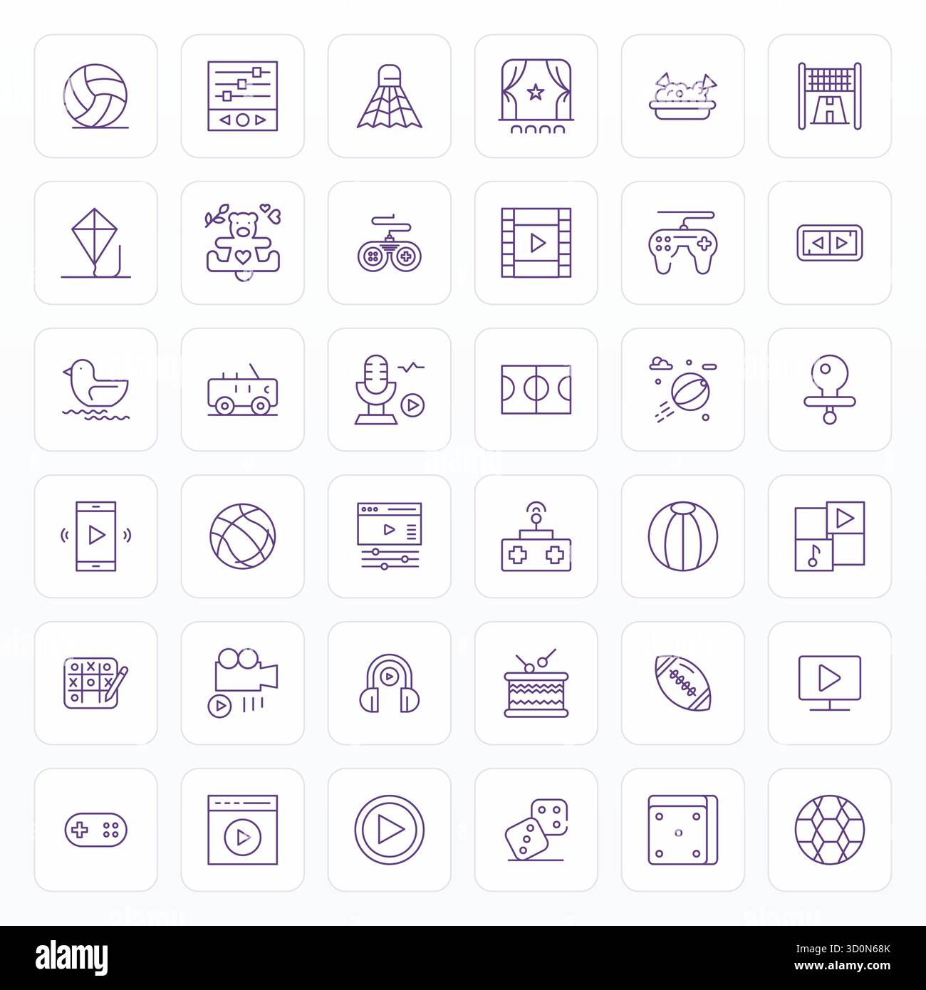 Set of 36 Bold Line Detail Enhanced vector icons themed around Play ...