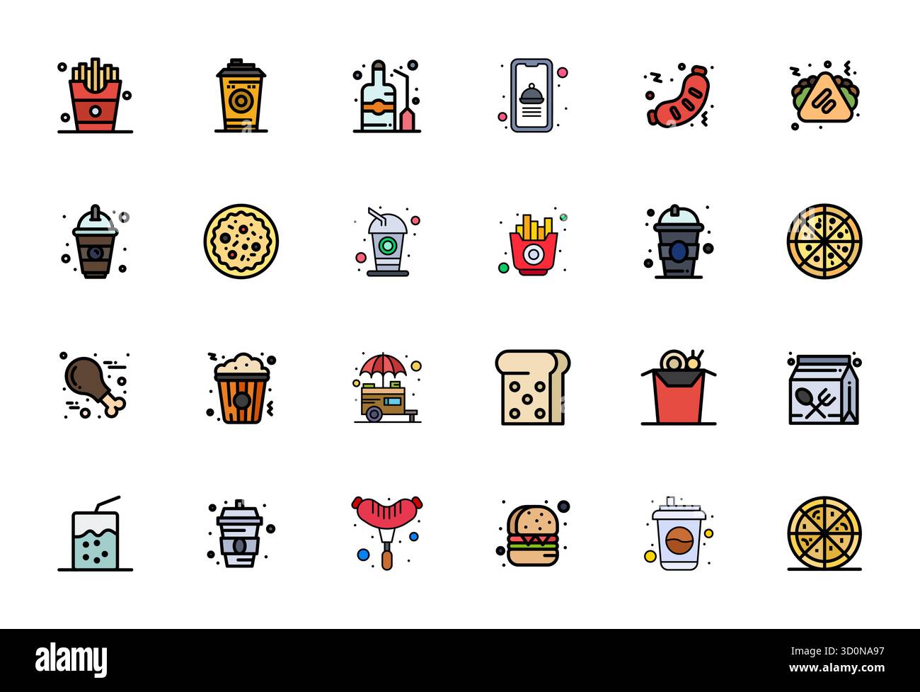 Collection of 24 Flat Line Filled Grid Fitted vector icons for Fast ...