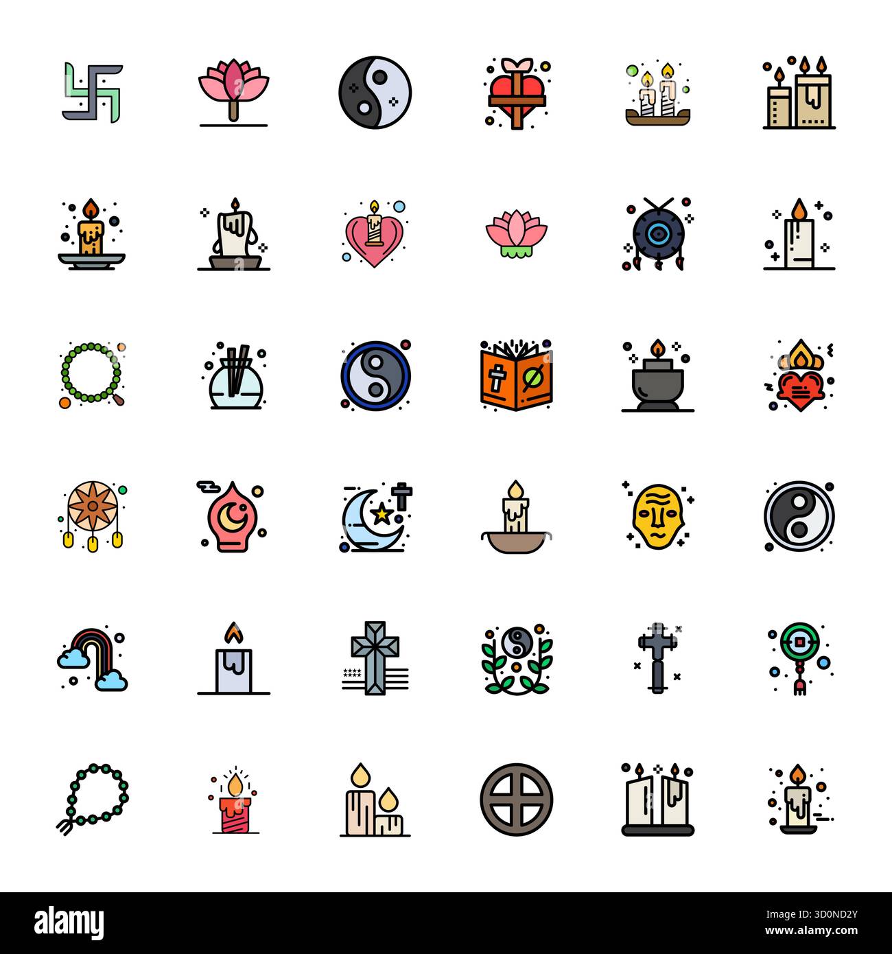 This Spirituality vector icon pack includes 36 Flat Line Filled designs ...