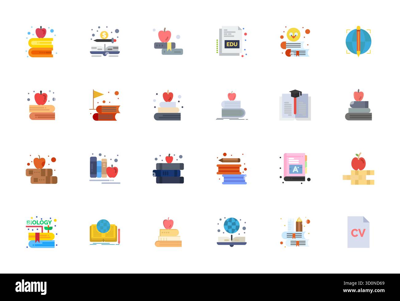 Handcrafted collection featuring 24 Flat vector icons for Curriculum ...