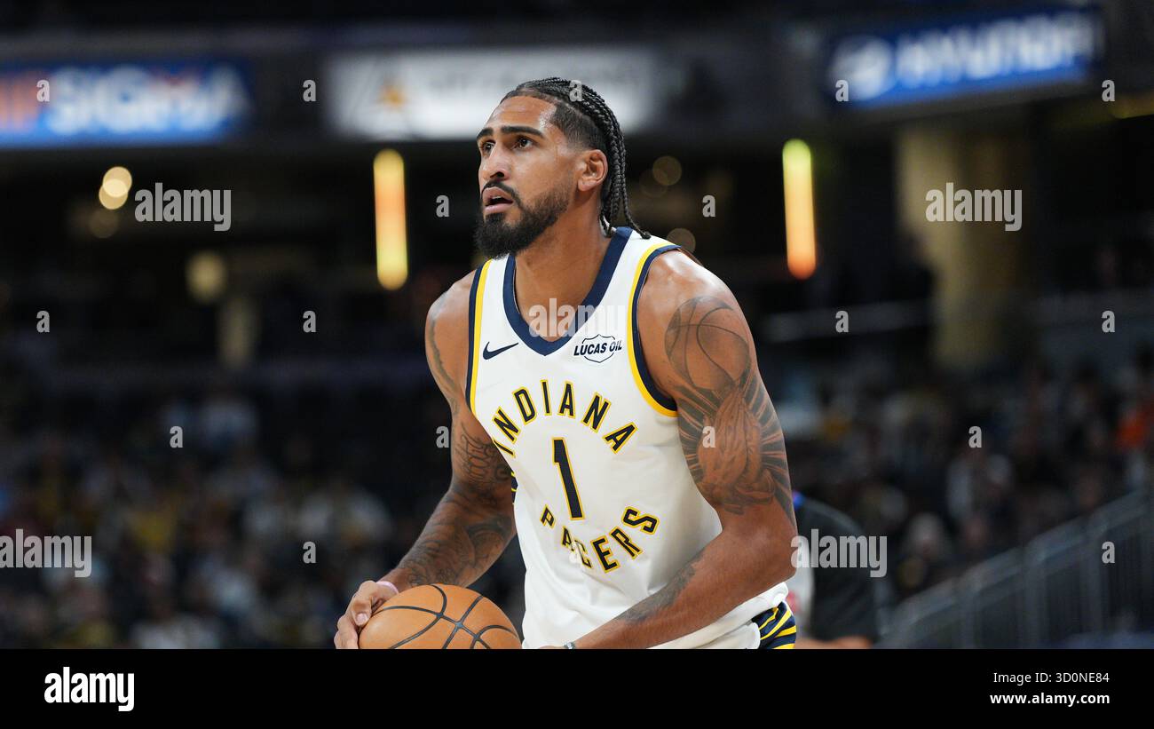 Indiana Pacers forward Obi Toppin (1) in action during a preseason NBA ...