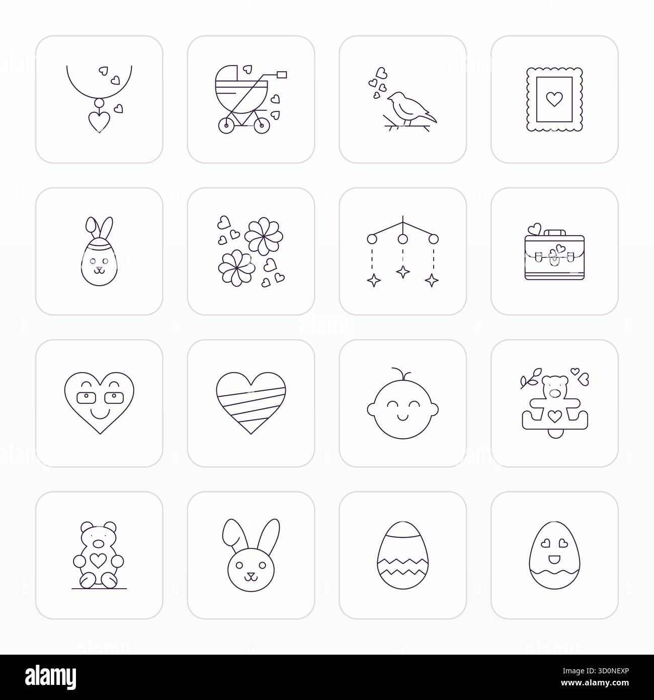 Precision-engineered 16 Thin Line vector icons for Cute, designed at ...