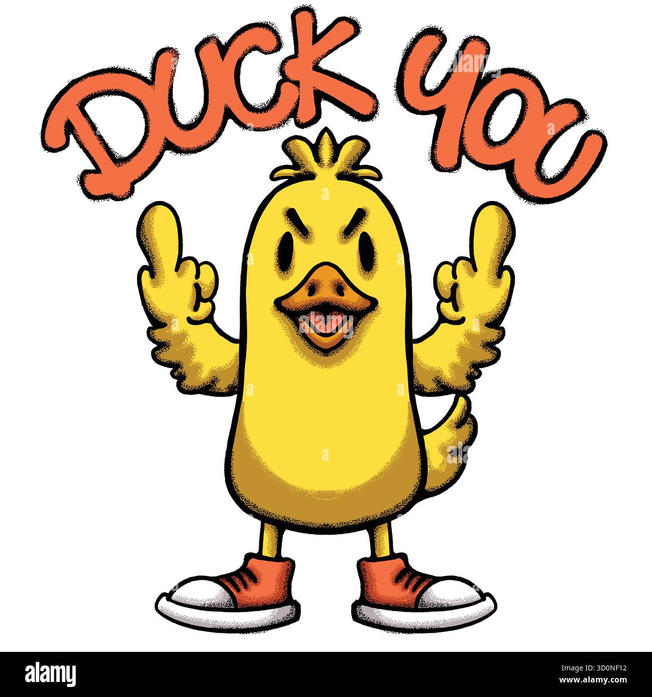 Duck With Middle Fingers hand drawn tshirt illustration Stock Vector ...
