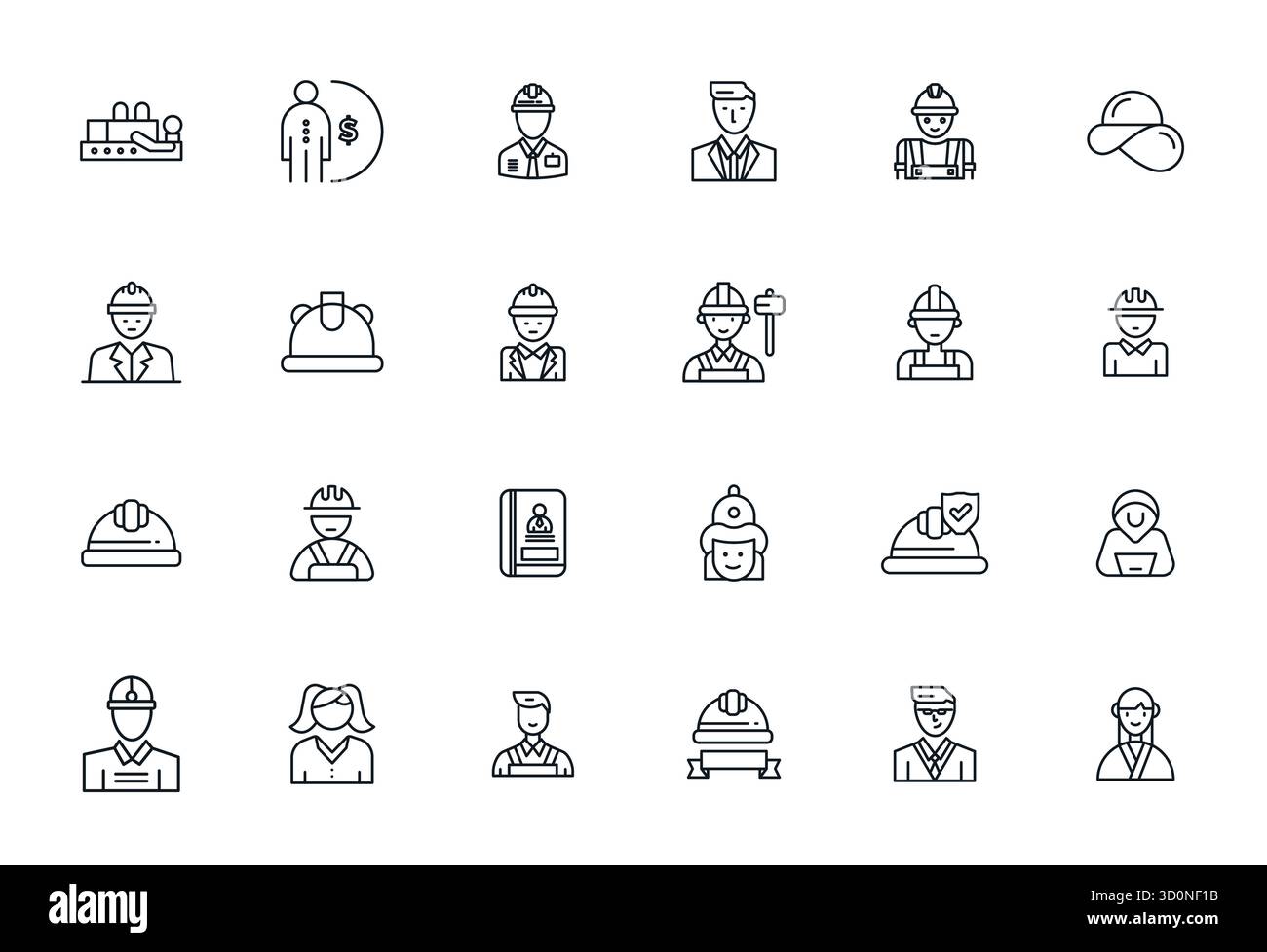 Refined bundle featuring 24 Bold Line vector icons for Worker ...