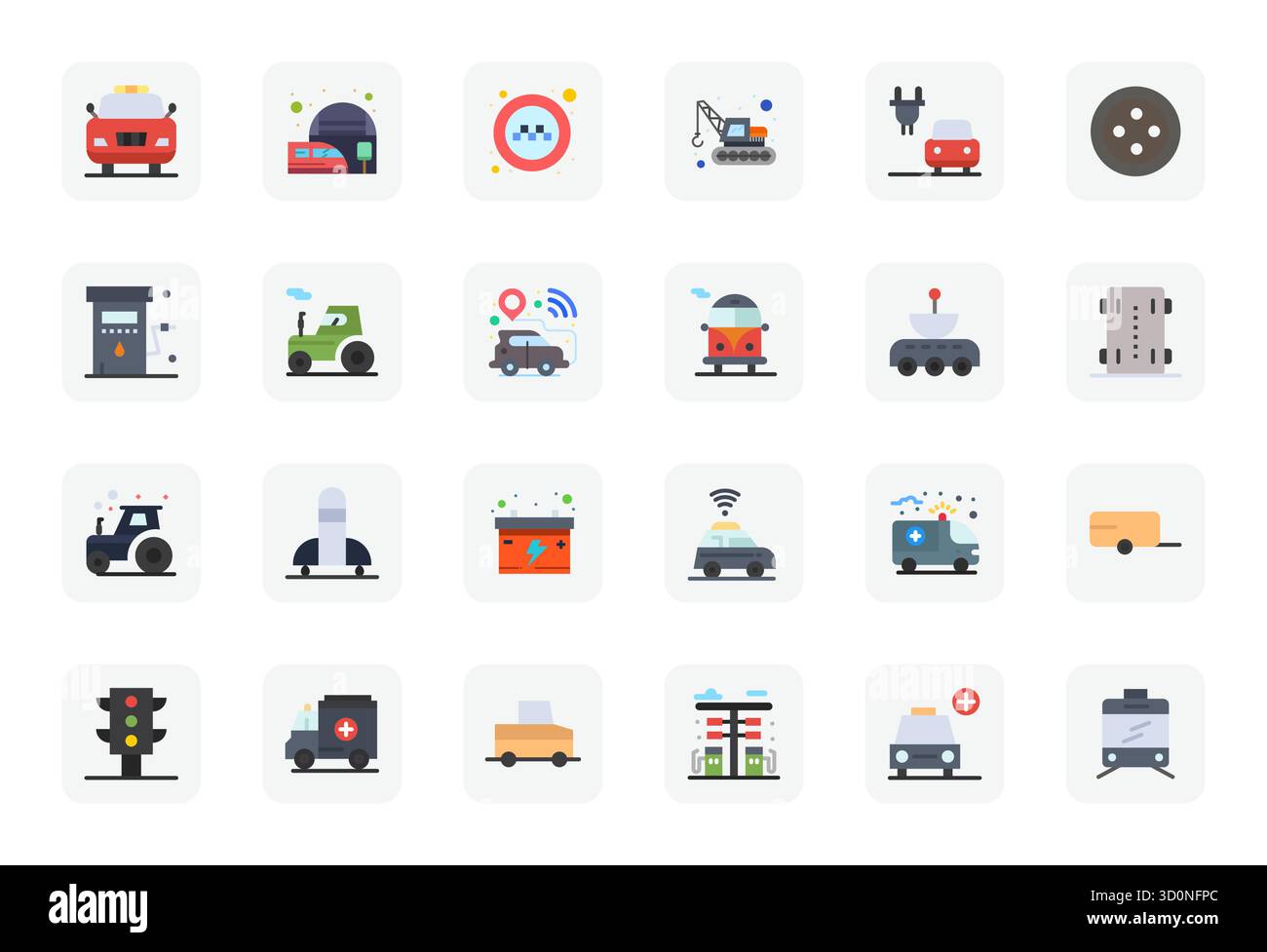 Discover a set of 24 Flat vector icons crafted for the Vehicle theme ...