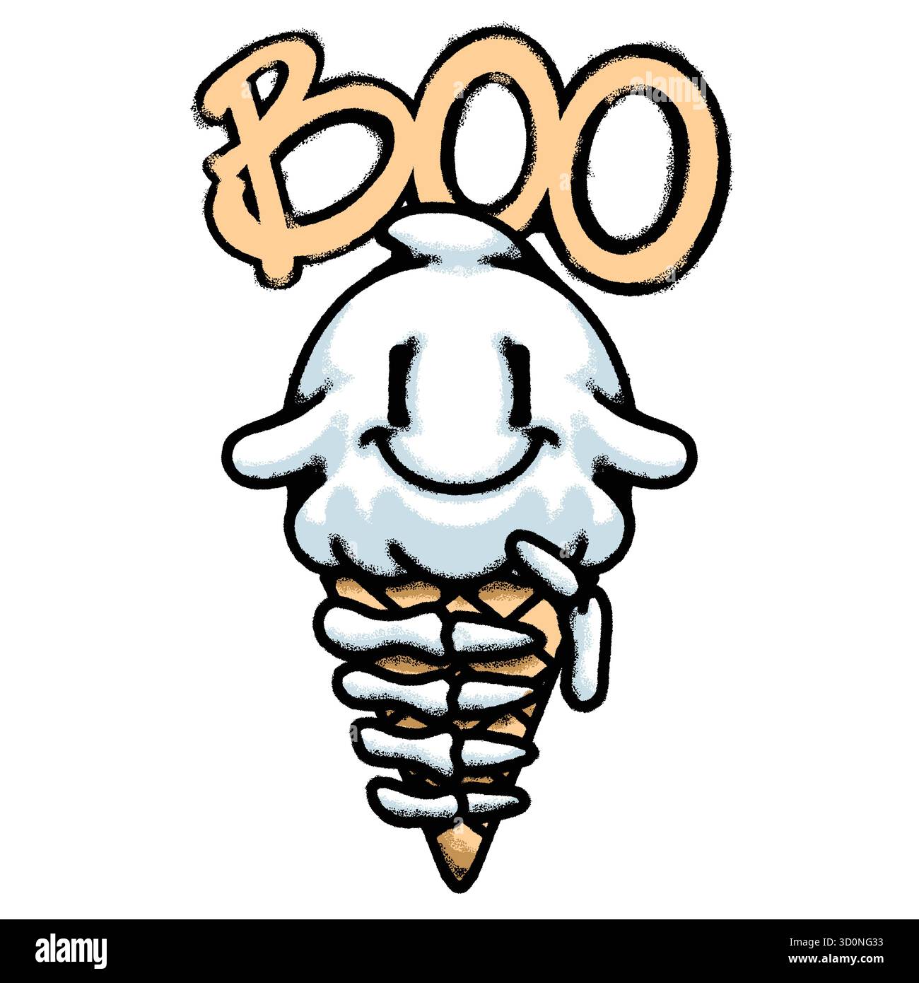 Ghost Ice Cream Cone hand drawn tshirt illustration Stock Vector Image ...