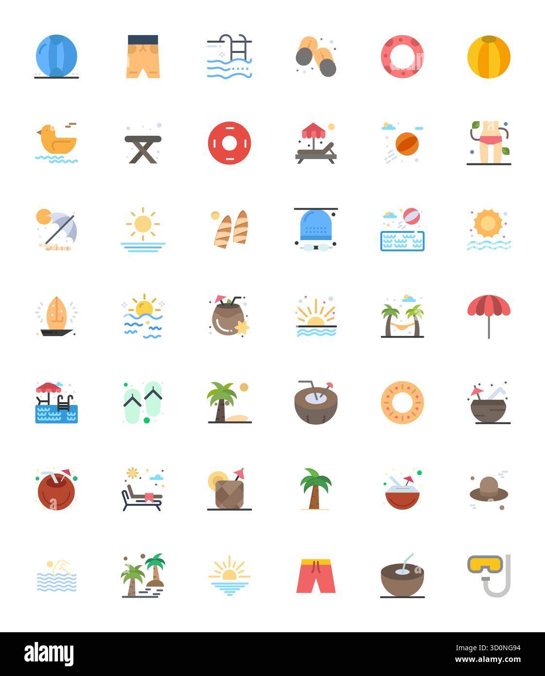Advanced collection of 42 PIXEL Perfect vector icons inspired by Beach ...