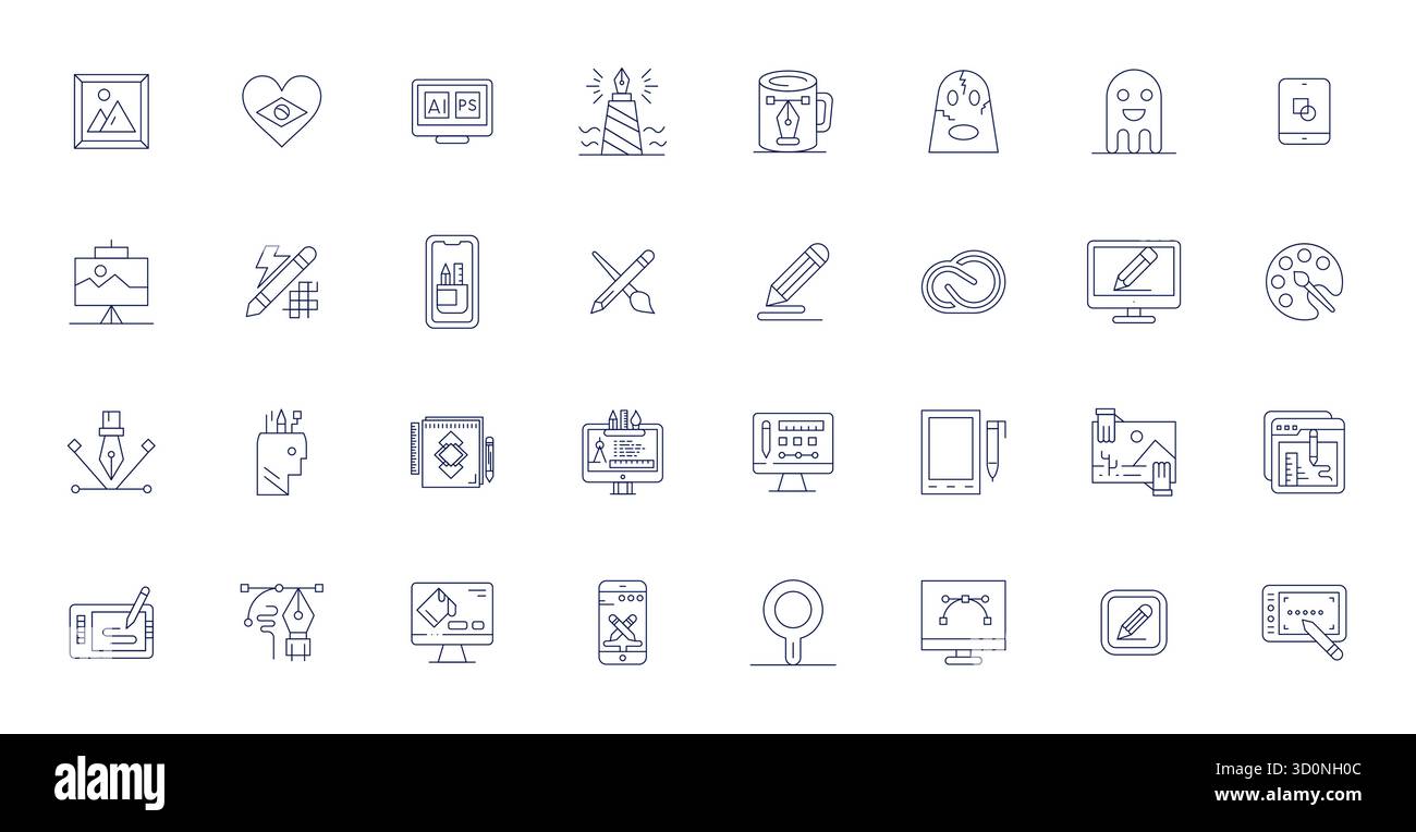 Industry-leading pack of 32 Thin Line PIXEL Perfect vector icons for ...