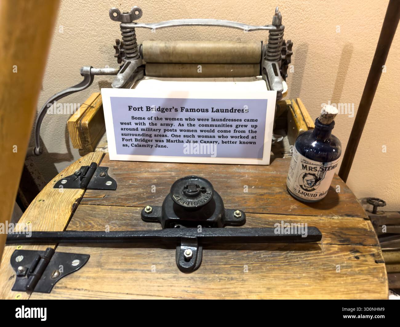 Early wooden washing machine in the Museum at the Fort Bridger State ...