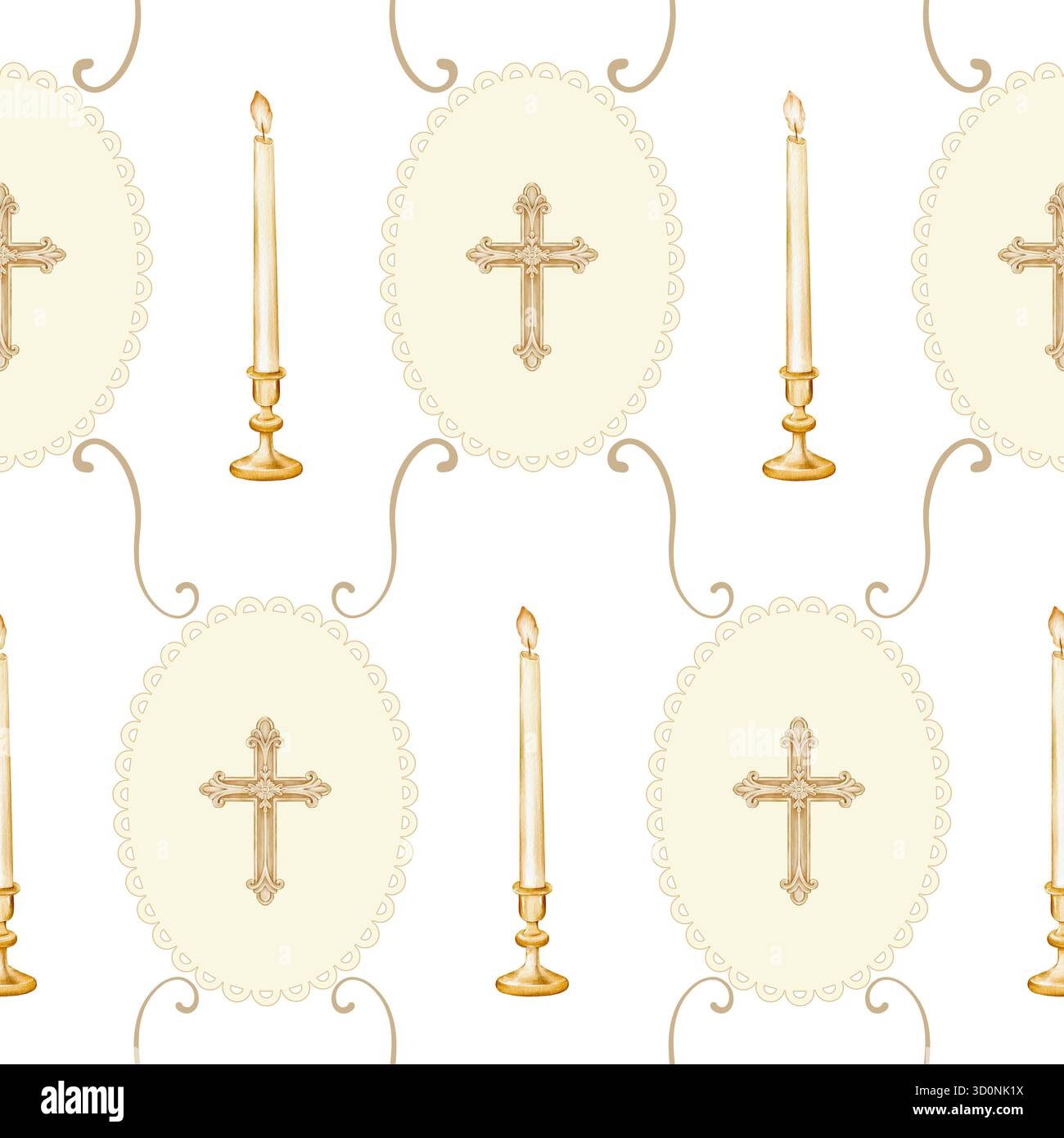 Seamless pattern with Christian cross motifs in oval vignettes with ...