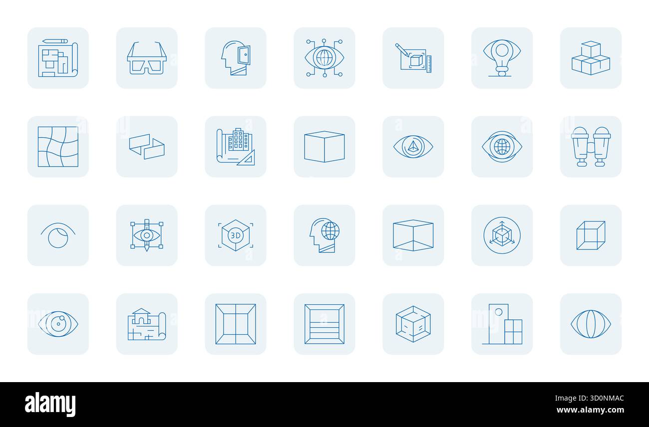 This Perspective vector icon pack includes 28 Thin Outline designs in ...